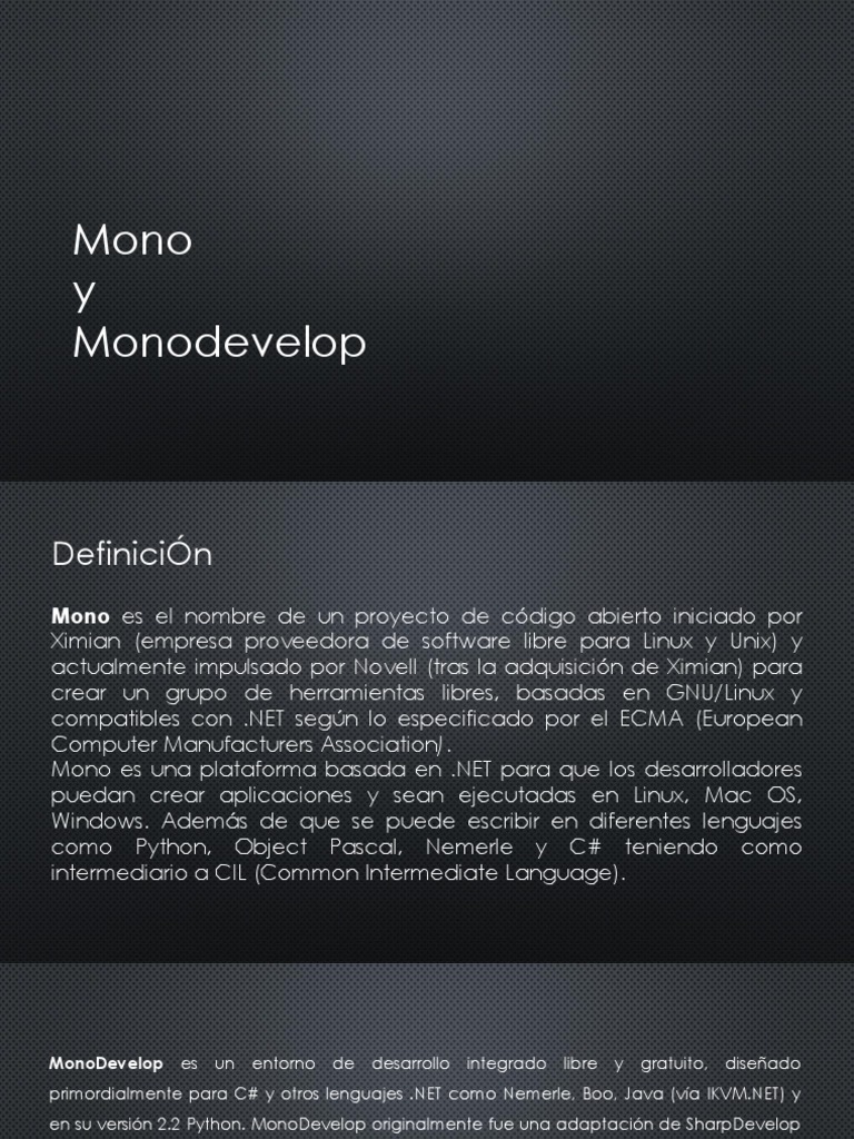 Mono y MonoDevelop | PDF | .NET Framework | Entorno de desarrollo integrado