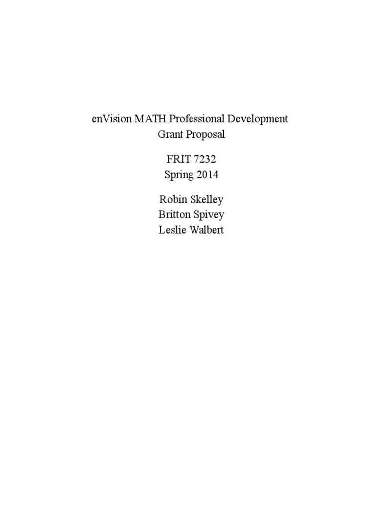 Envision Math Professional Development Grant Proposal Frit 7232 Spring ...