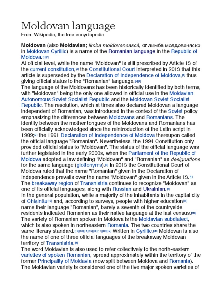 Moldovan Language | Romania | Languages Of Europe