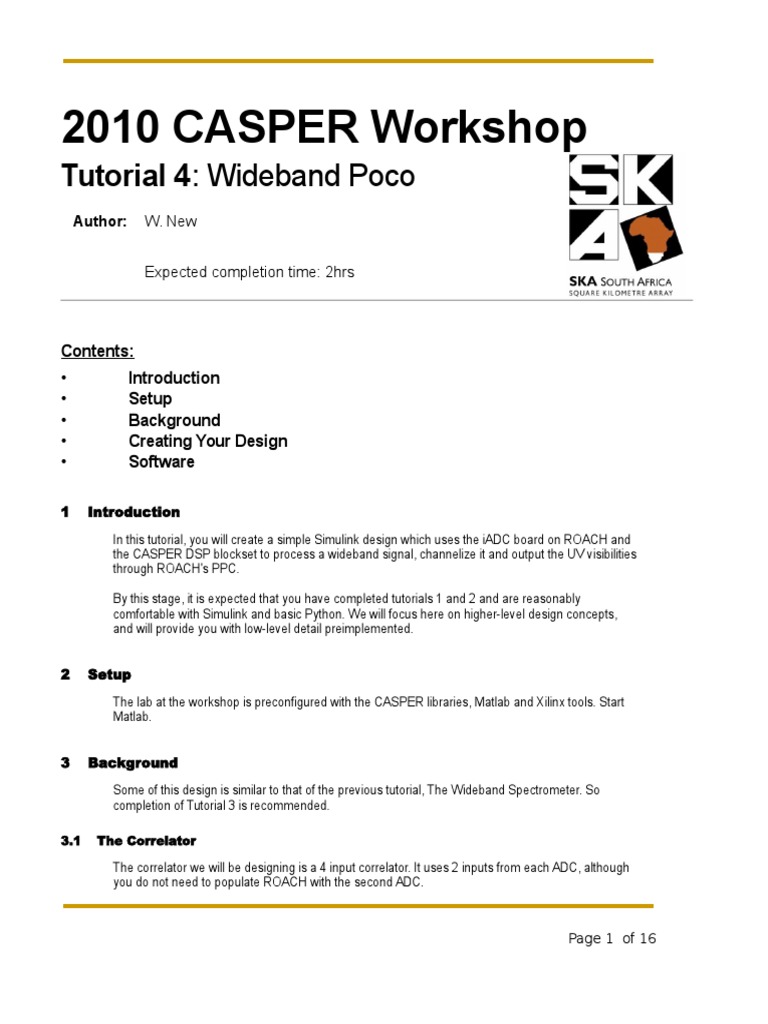2010 CASPER Workshop: Tutorial 4: Wideband Poco | PDF | Analog To Digital Converter ...