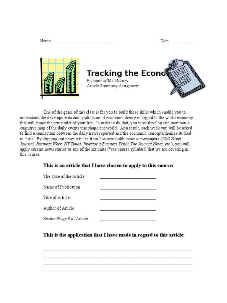 Tracking The Economy: This Is An Article That I Have Chosen To Apply To ...