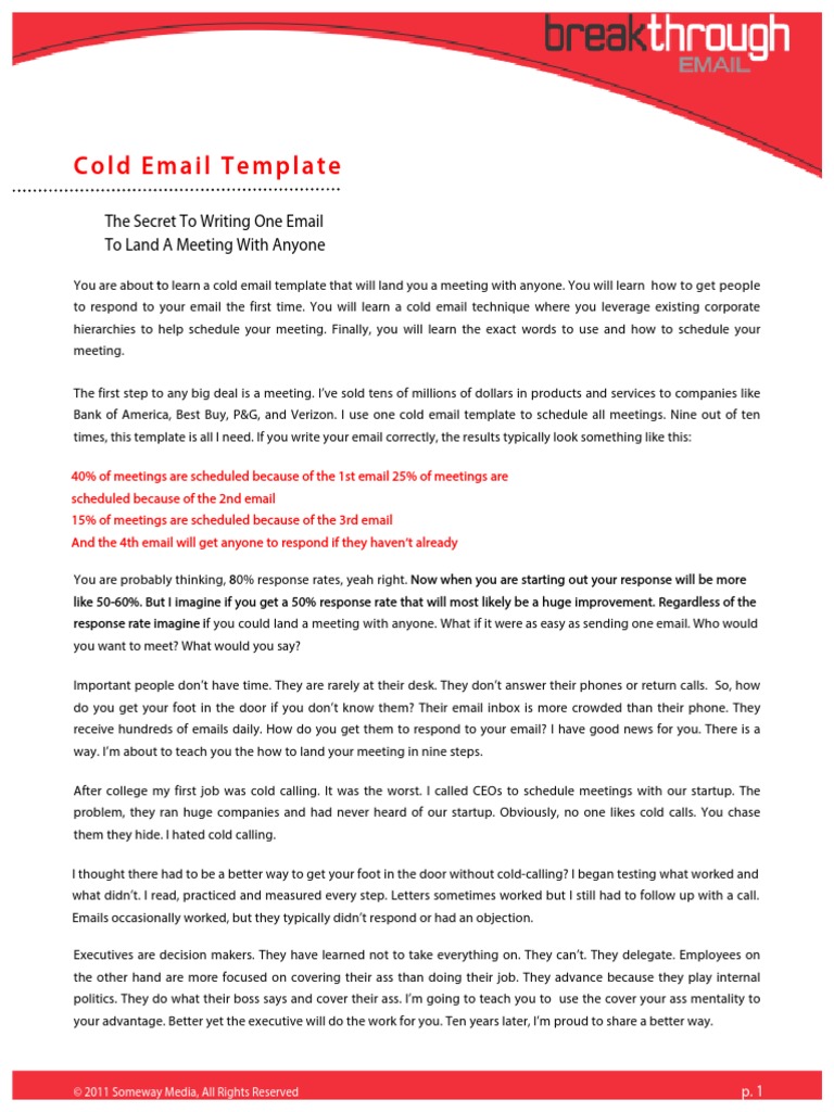 Cold Email Template | PDF | Email | Online Advertising