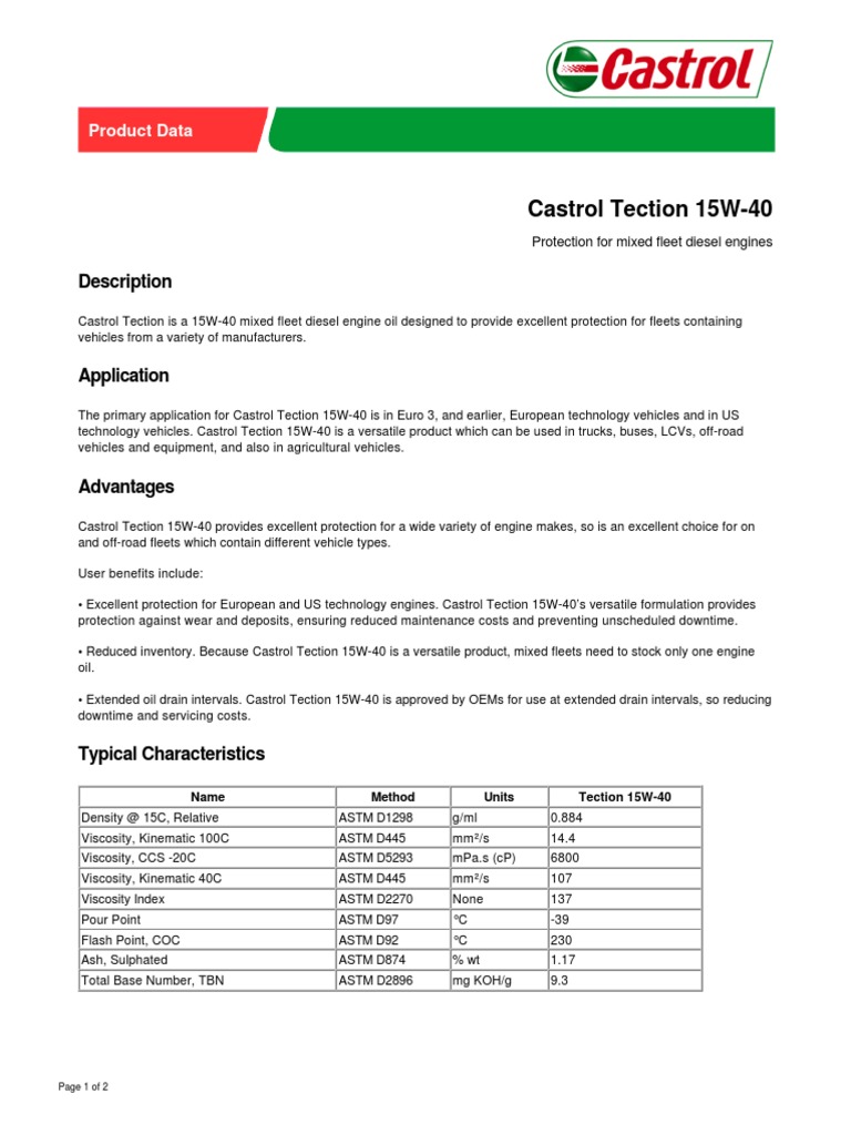 Castrol Tection | Motor Oil | Industries