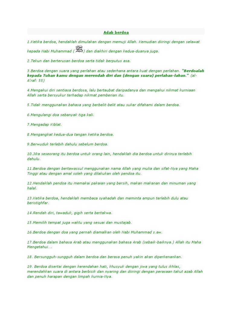Adab Berdoa | PDF | Agama & Spiritualitas