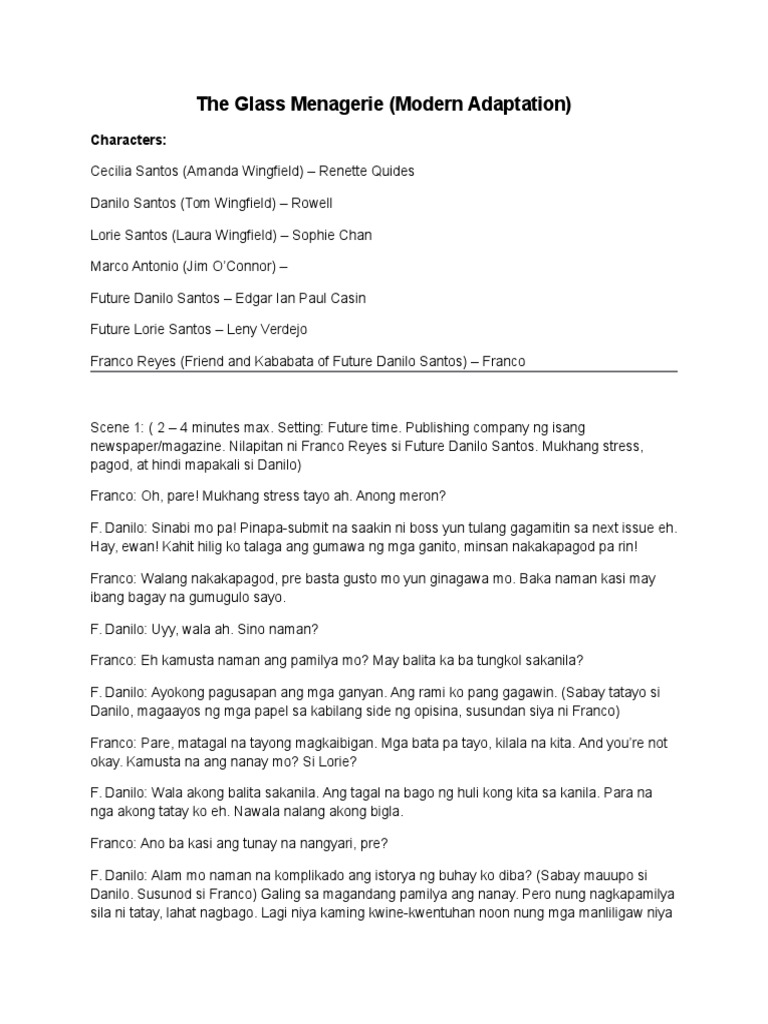 The Glass Menagerie Full Modern Script | PDF