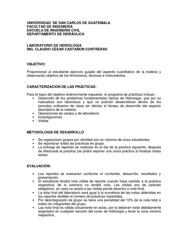 Laboratorio de Hidrologia USAC | PDF | Hidrología | Science