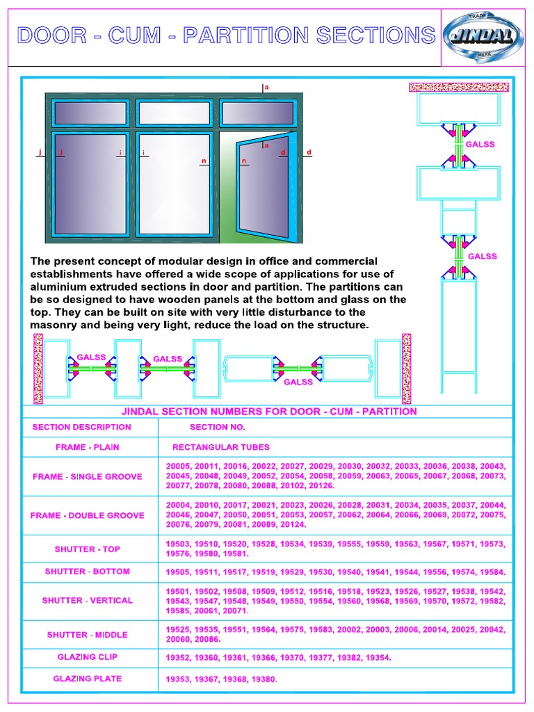 Aluminium Partition Sections