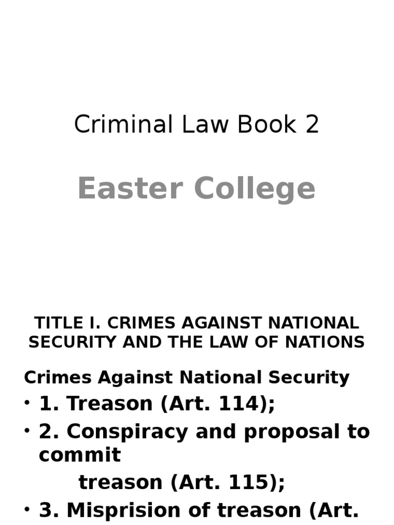 Criminal Law Book 2 | PDF | Treason | Conspiracy (Criminal)