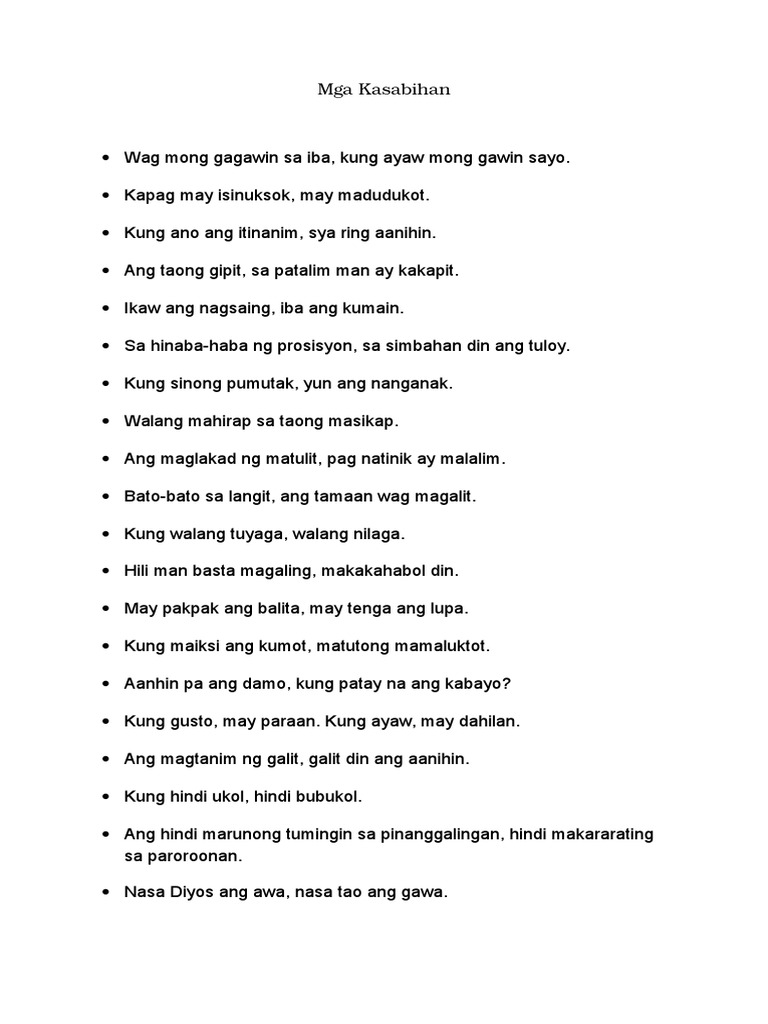 5 Example Of Kasabihan Mga Kasabihan | +20 Halimbawa Kasabihan