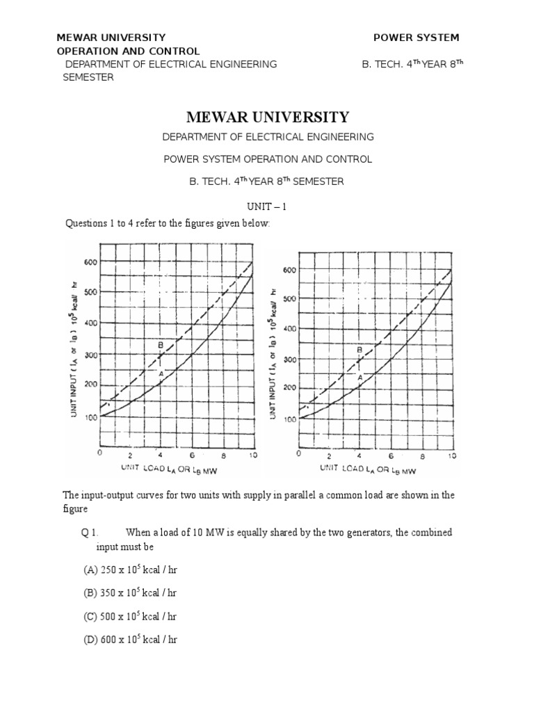 Objective Type Questions For - Power System Operation and Control Final ...