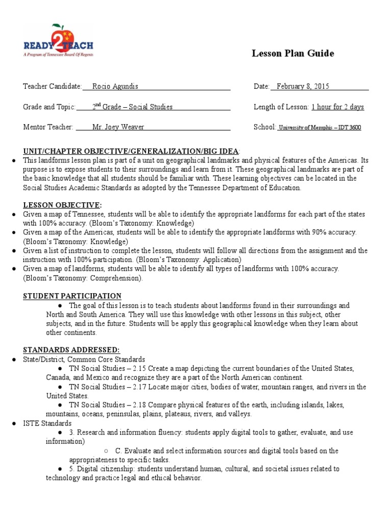 Edtpa Lesson Plan | PDF | Lesson Plan | Map