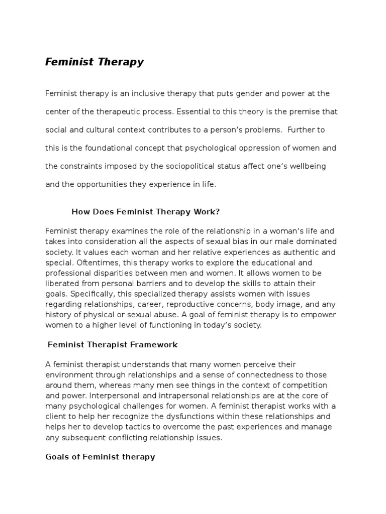 Goals of Feminist Therapy | PDF | Feminism | Gender Studies