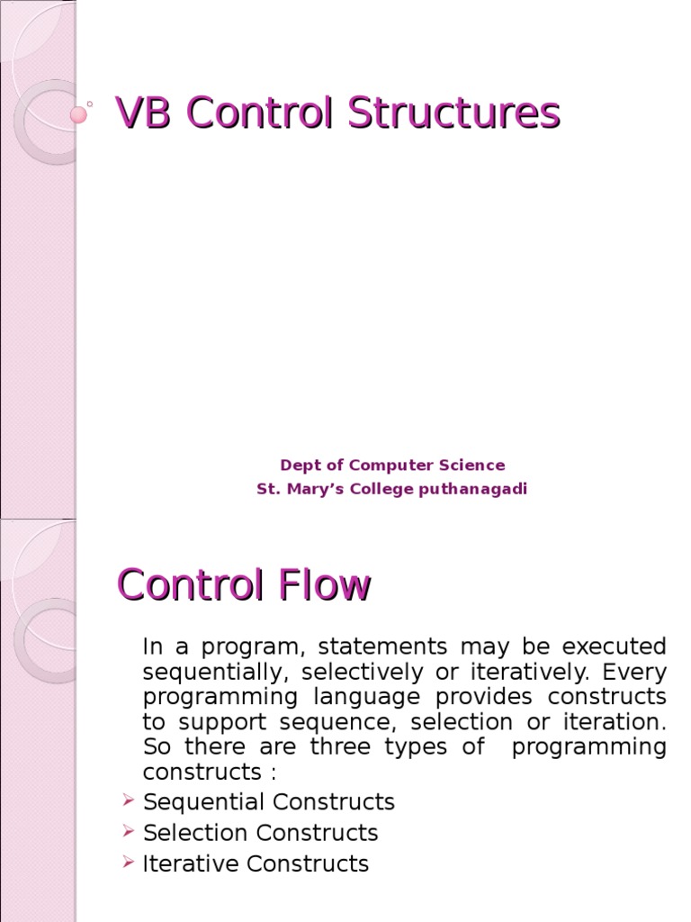 VB Control Structures | PDF | Control Flow | Software Engineering