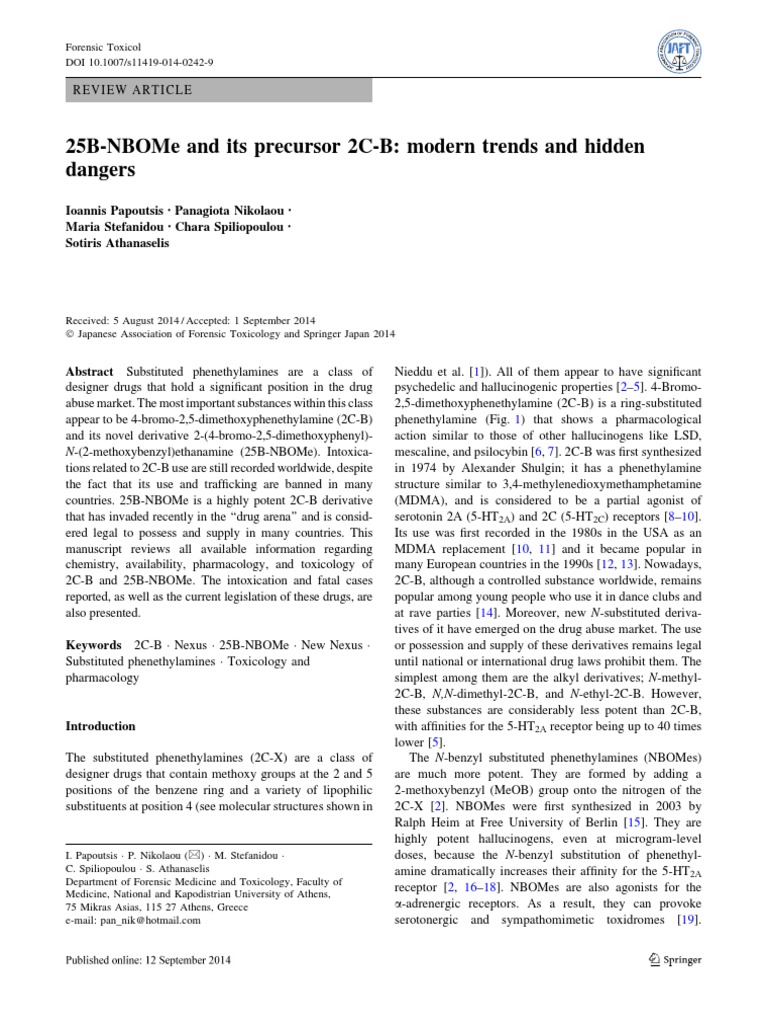 Forensic Toxicology of 2C-B & 25B-NBOMe | PDF | Hallucination ...