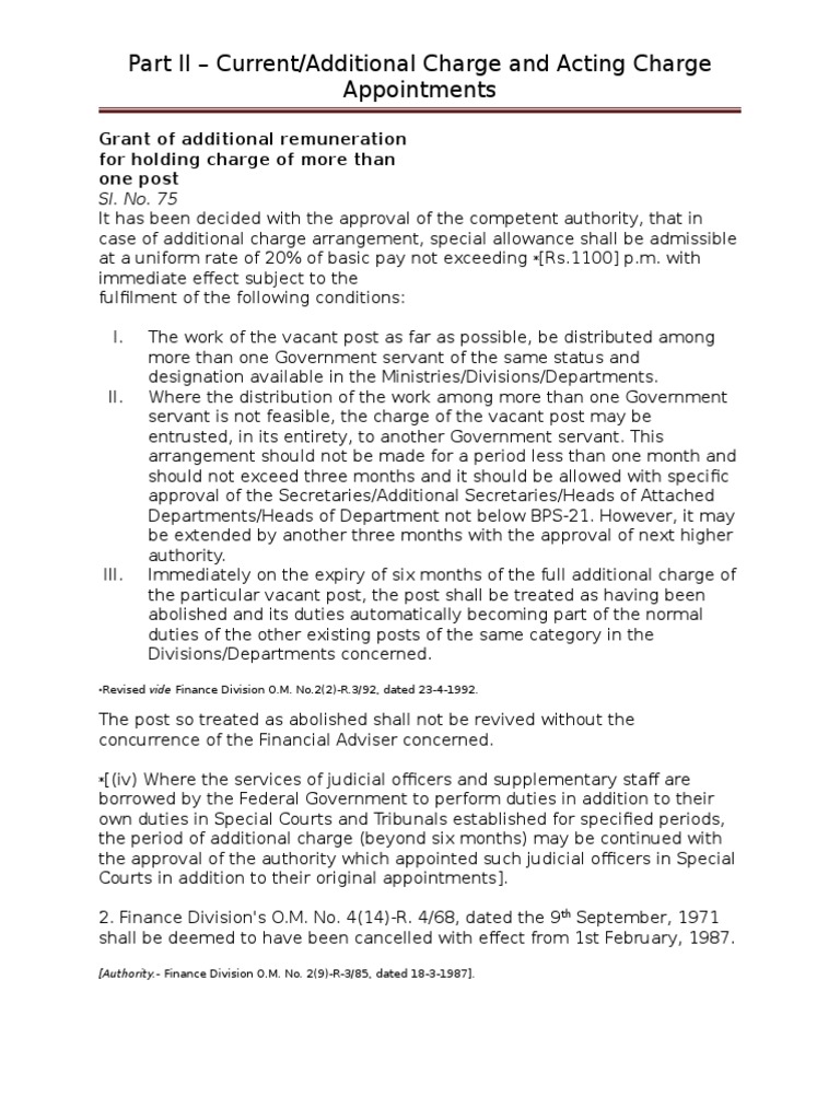 Guidelines for Granting Additional Remuneration and Acting Charge ...