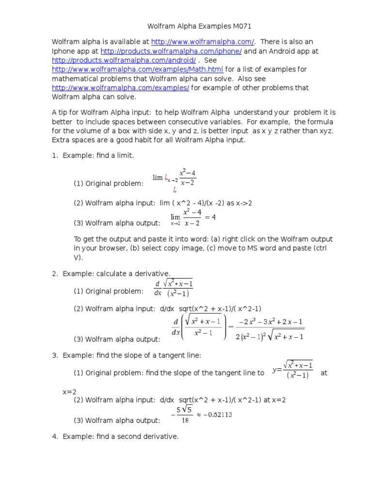 Wolfram Alpha Examples | Download Free PDF | Analysis | Teaching ...