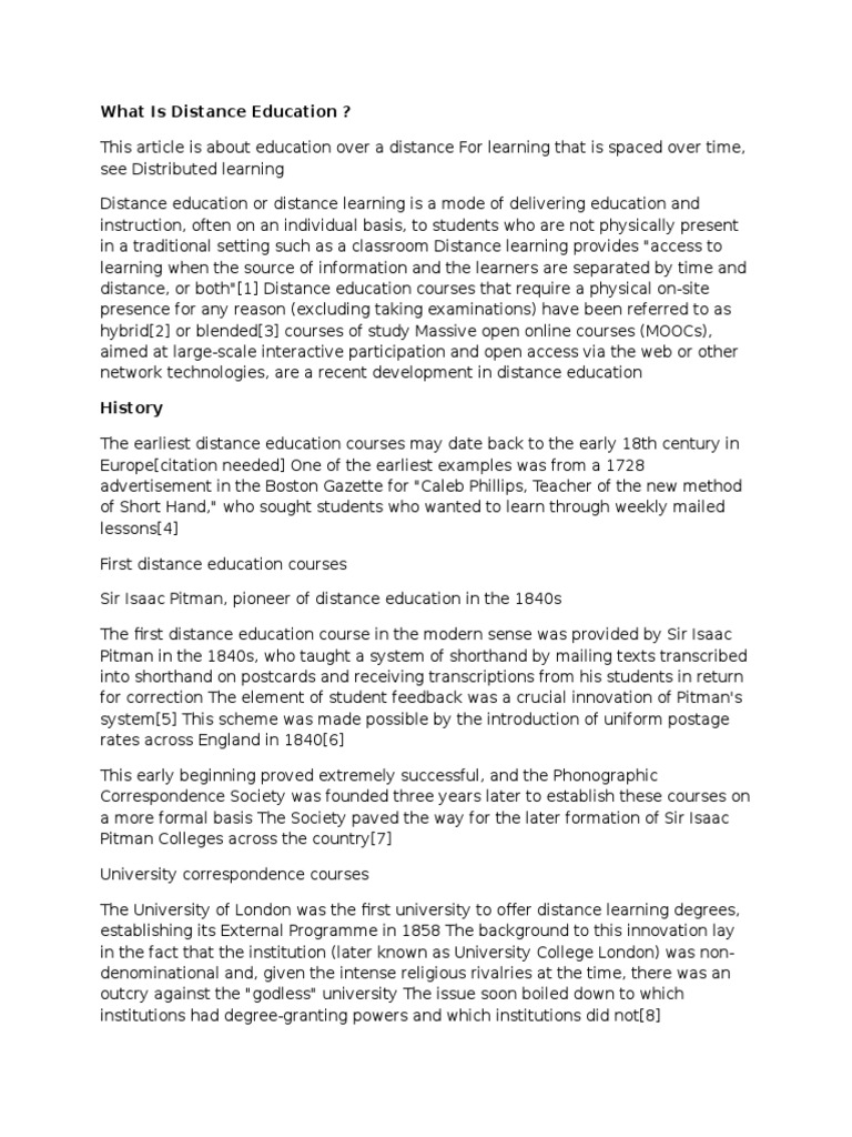 What Is Distance Education | PDF | Distance Education | Educational ...