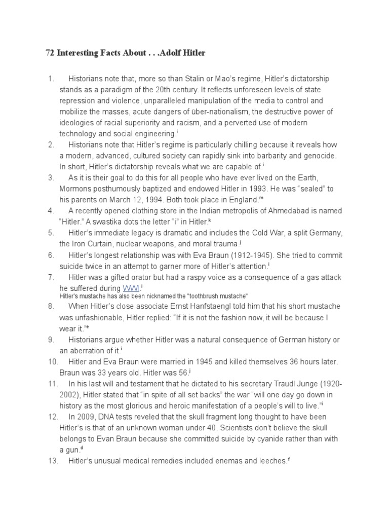 72 Fascinating Facts About Hitler | PDF | Adolf Hitler | Nazi Germany