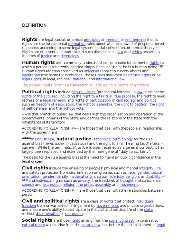 Definition (Human Rights) | PDF | Economic Freedom | Rights