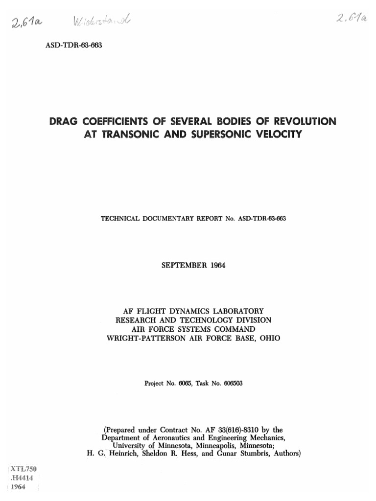Drag Coefficients of Several Bodies of Revolution at Transonic and ...