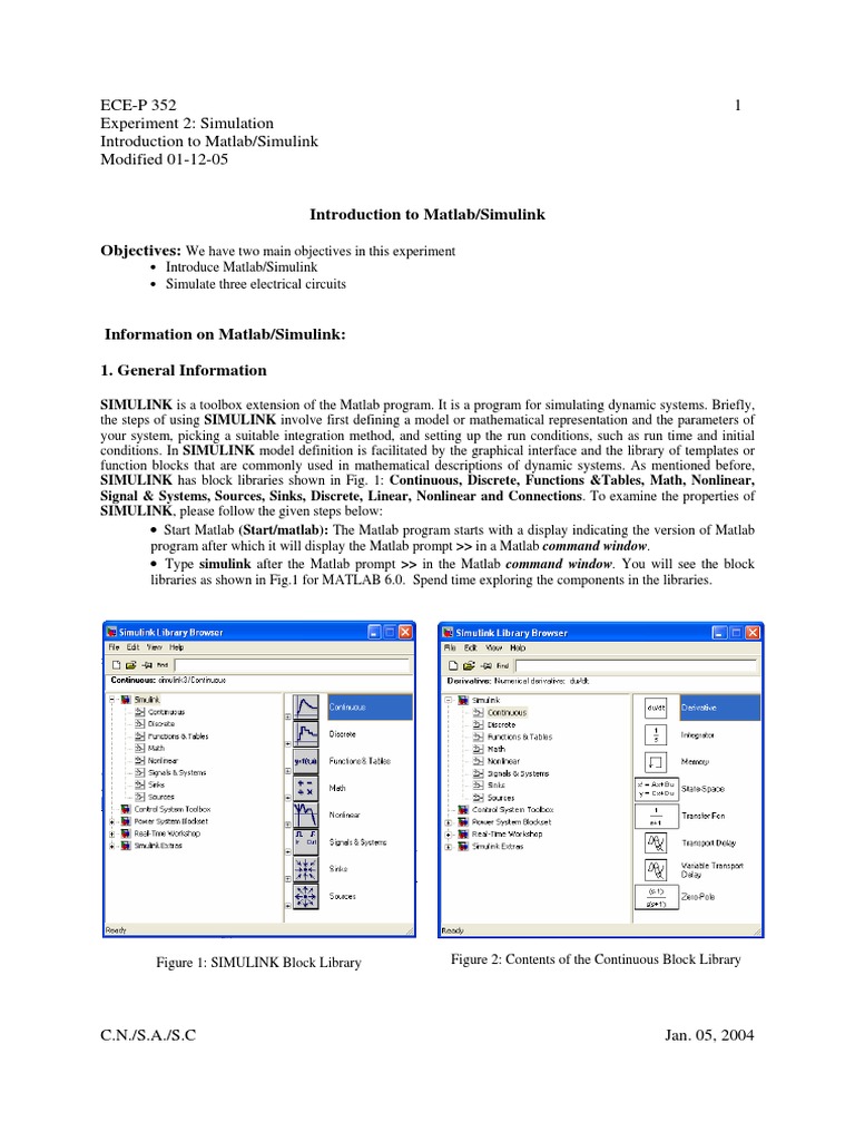 Introduction To Matlab/Simulink Objectives | PDF | Matlab | Electrical ...