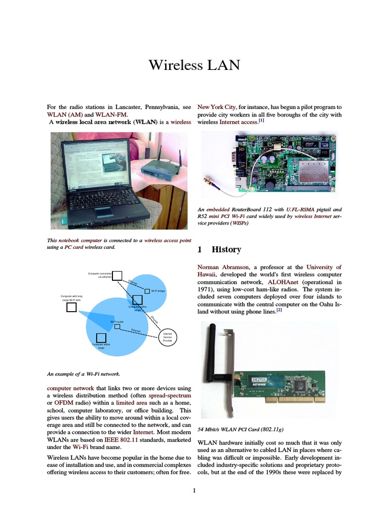 Wireless LAN: 1 History | PDF | Wireless Lan | Wireless Access Point