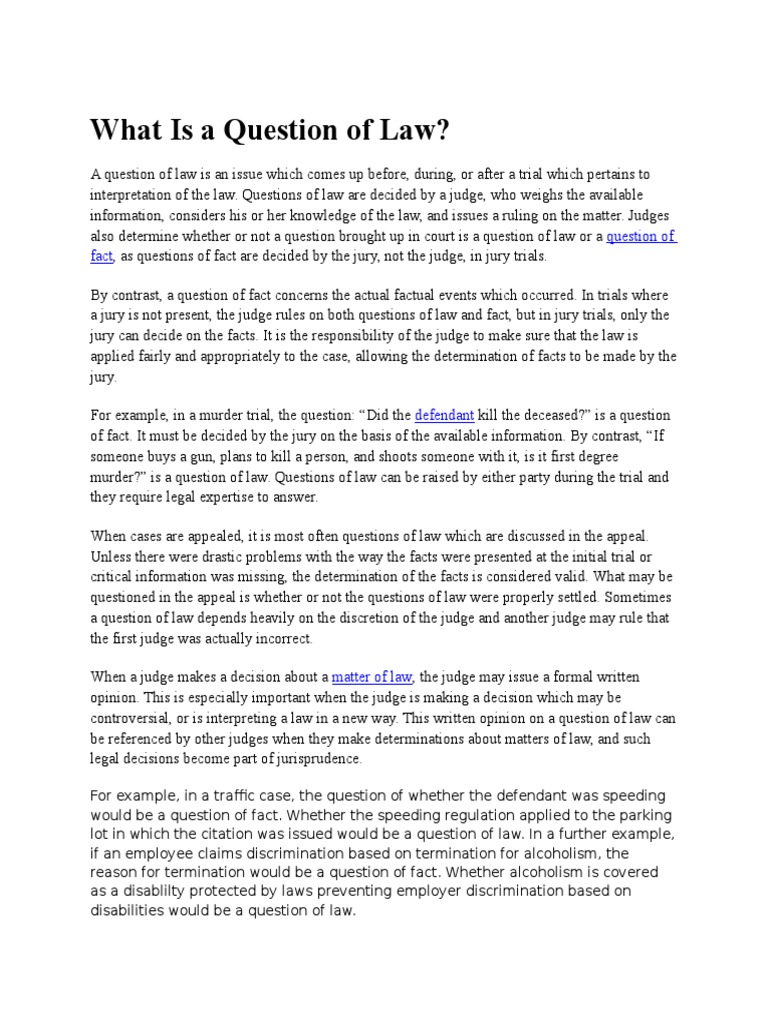 What is a Question of Law | Question Of Law | Jurisprudence