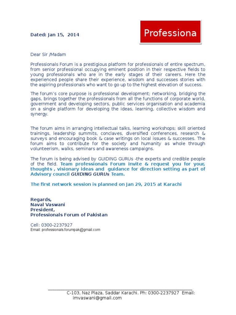 Professionals Forum Overview | PDF