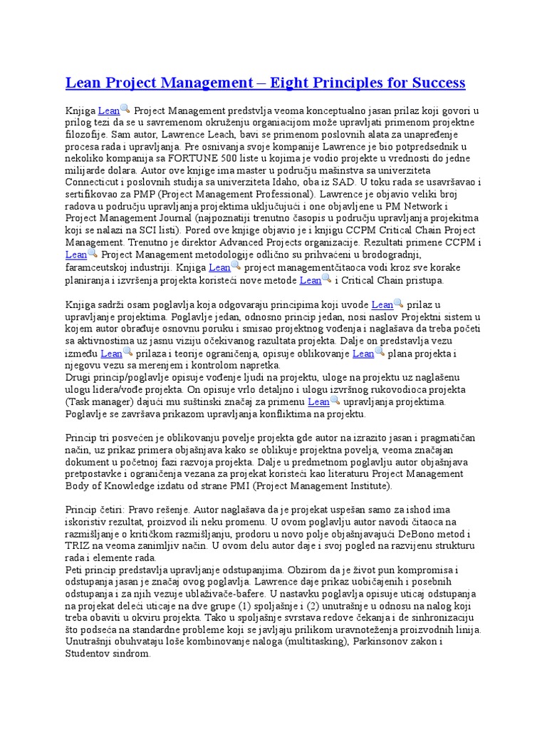 Knjiga Lean Project Management | PDF