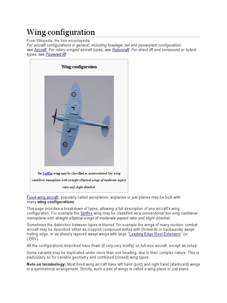 Wing Configuration Pdf Biplane Aerospace