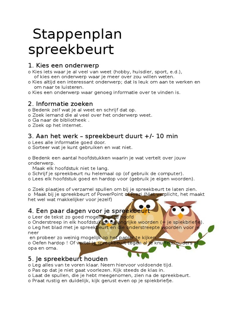 Stappenplan Spreekbeurt | PDF