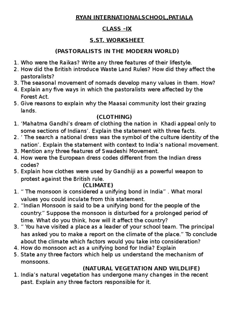 Worksheet SST | PDF | Food Security | Poverty