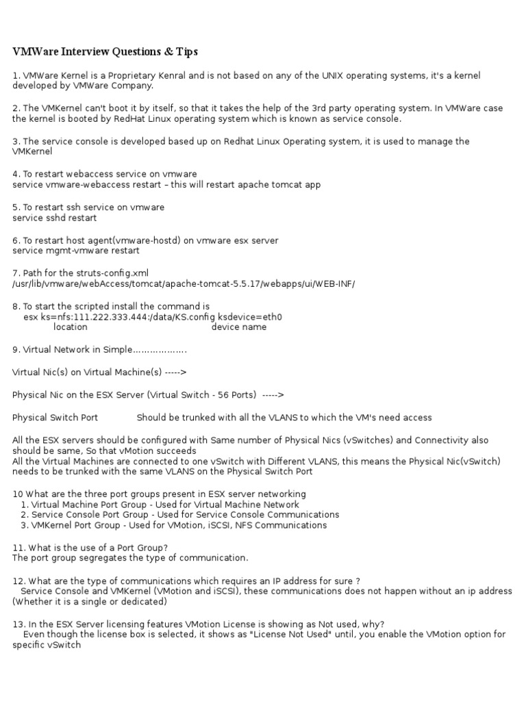 VMWare Interview Questions | PDF | V Mware | Virtual Machine