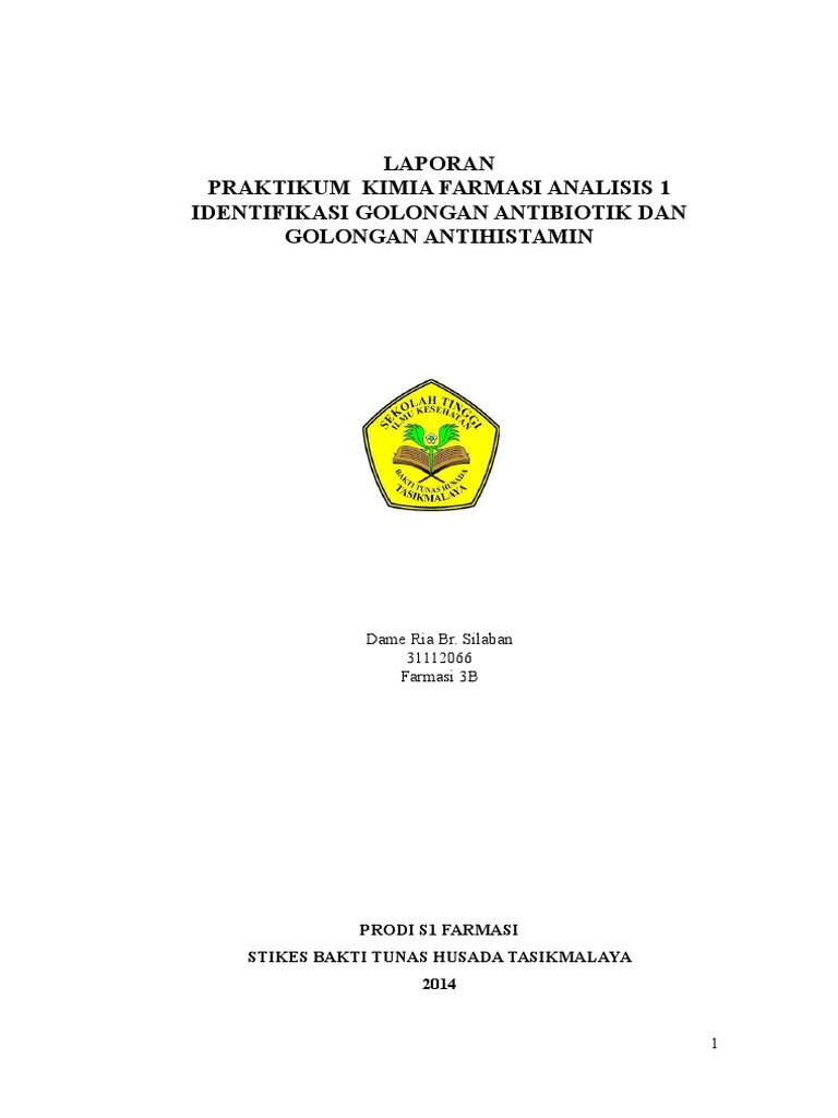 Laporan Kfa Antibiotik Dan Antihistamin | PDF