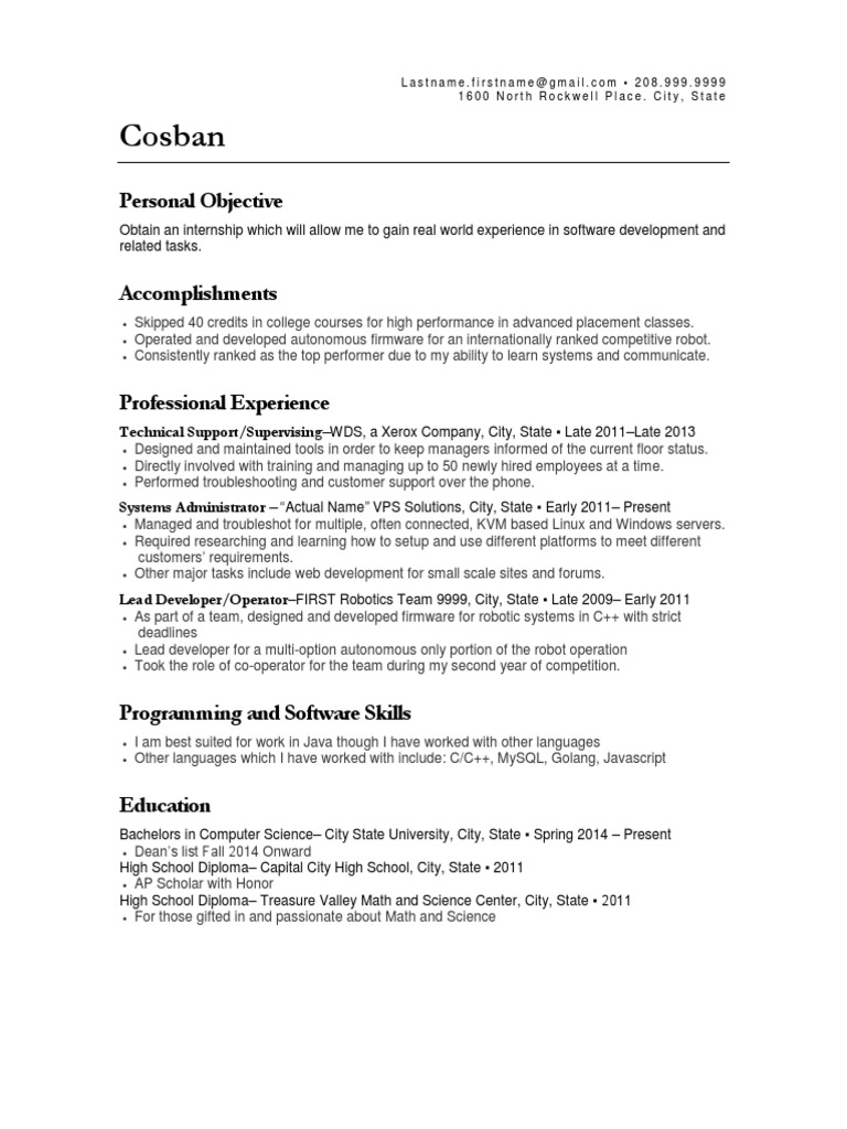 Aspiring Software Developer's Resume | PDF