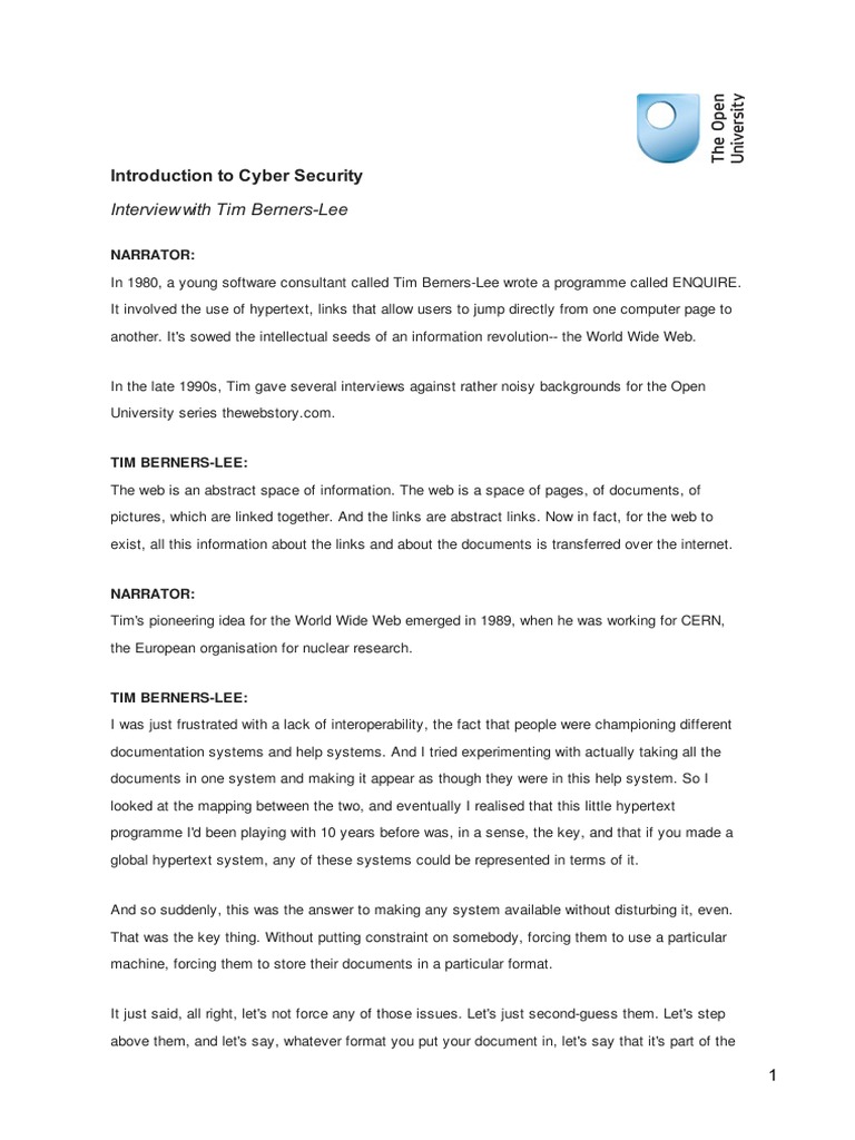 Interview With Tim Berners-Lee | PDF | Hypertext Transfer Protocol ...