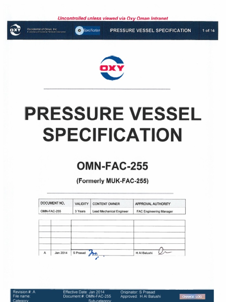 Pressure Vessel Specification.pdf | Nature