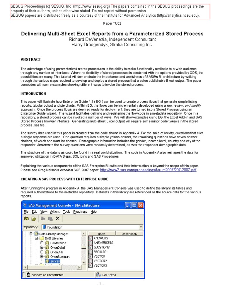 Stored Process Excel Pdf Sas Software Microsoft Excel 4843