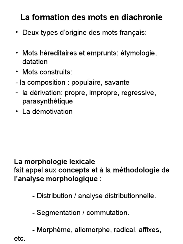 La Morphologie Lexicale | PDF | Mécanique du langage | Style (fiction)