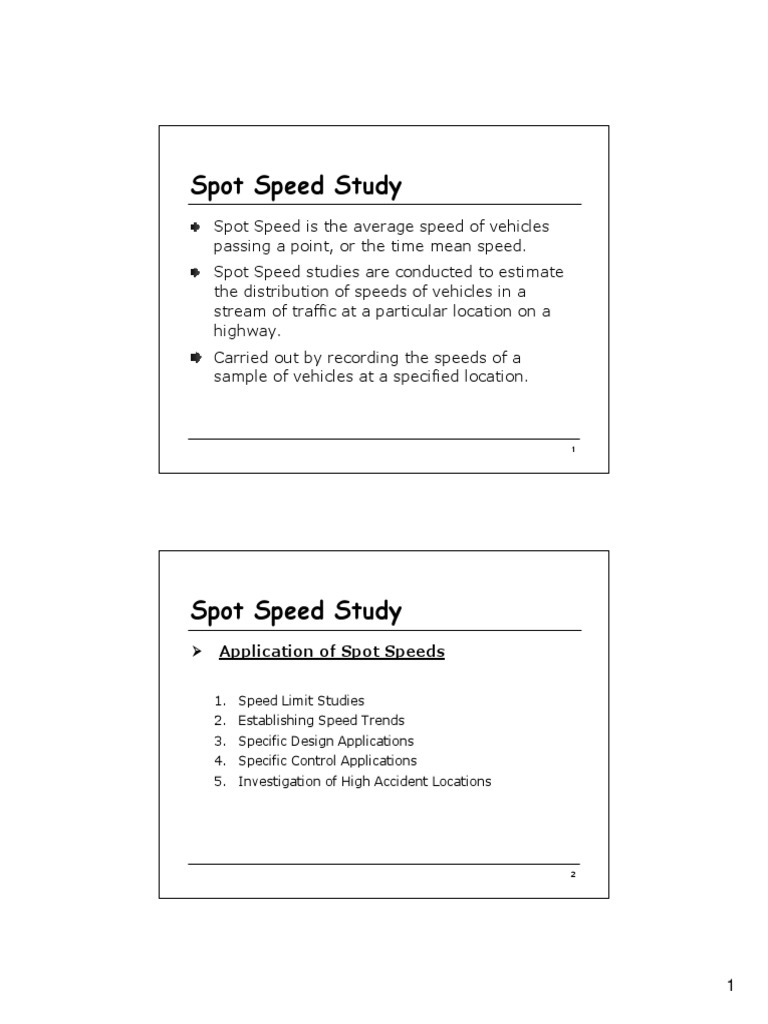 A Comprehensive Guide to Conducting Spot Speed Studies | PDF | Standard ...