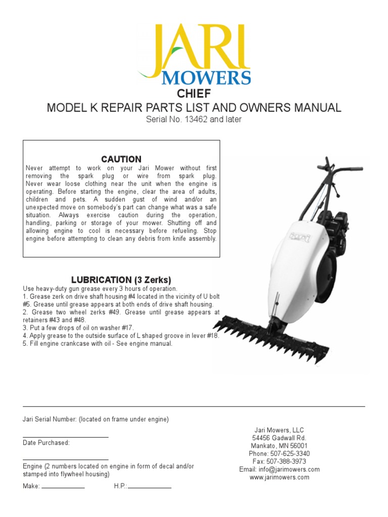 Jari Chief Manual 2015 | PDF | Mower | Belt (Mechanical)