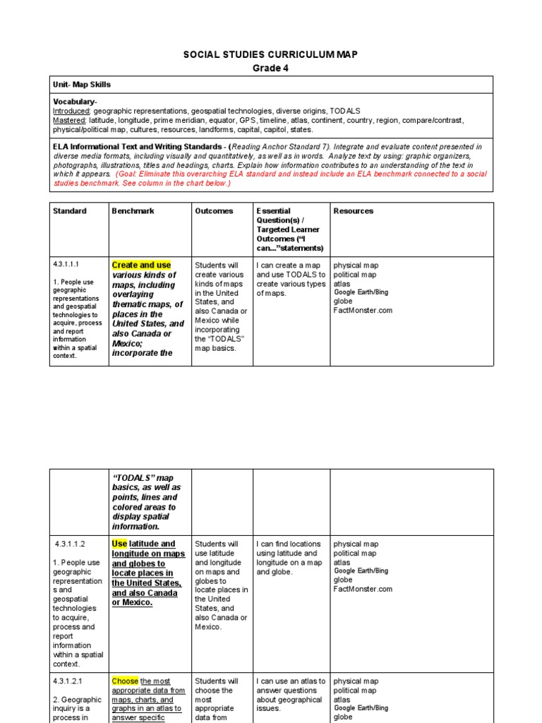 Grade 4 Social Studies Mapping Skills | PDF | Geography | Map
