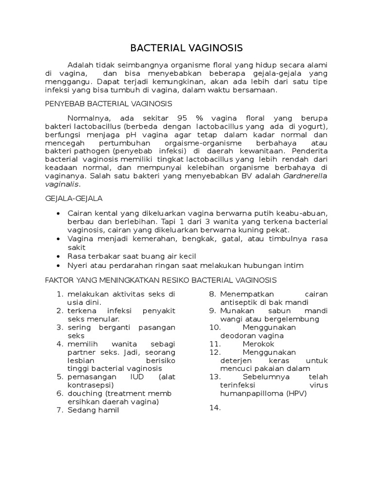 Bacterial Vaginosis | PDF