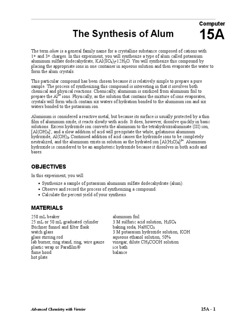 Synthesis of Alum | PDF | Hydroxide | Aluminium