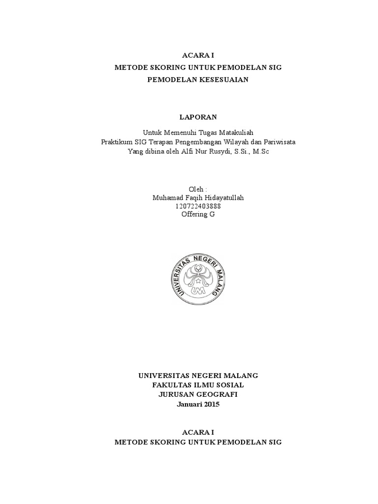 Metode Skoring Untuk Pemodelan Sig Pemodelan Kesesuaian | PDF ...