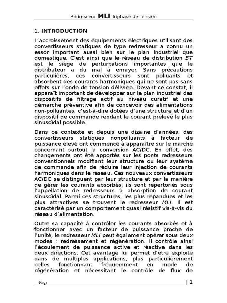 Redresseur MLI : Efficacité et Commande | PDF | Redresseur | Réseau ...