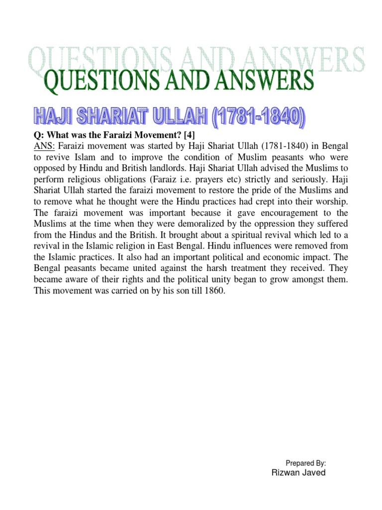 Faraizi Movement in Bengal | PDF
