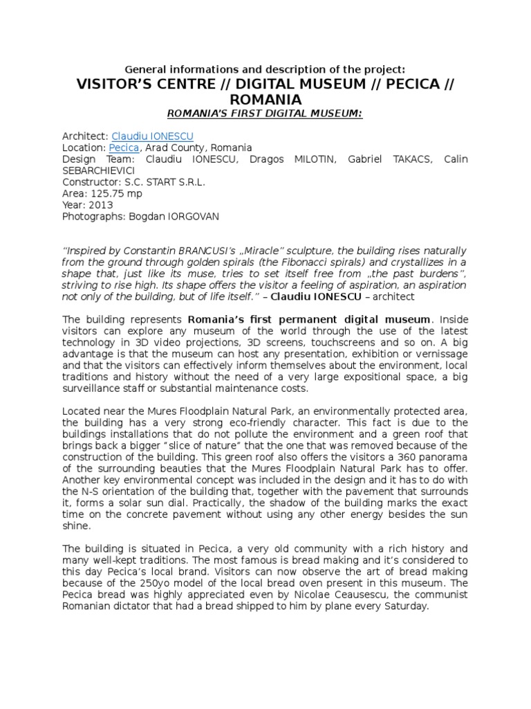 Digital Museum - General Information and Description of The Project and ...