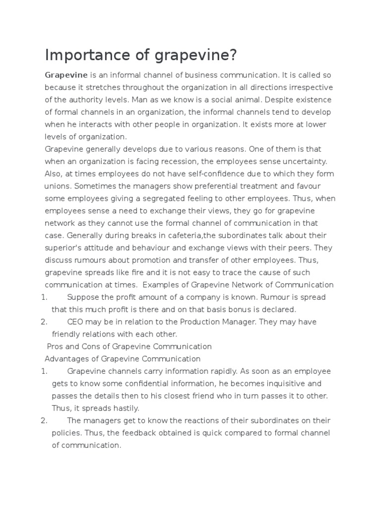 Importance of Grapevine | Communication | Information