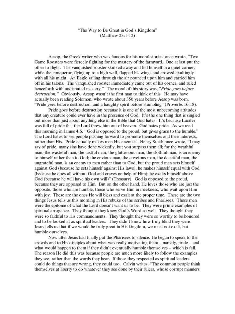 The Way To Be Great in God' S Kingdom | PDF | Glory (Religion) | God ...